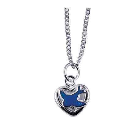 Sterling Silver Blue Bird Heart Pendant