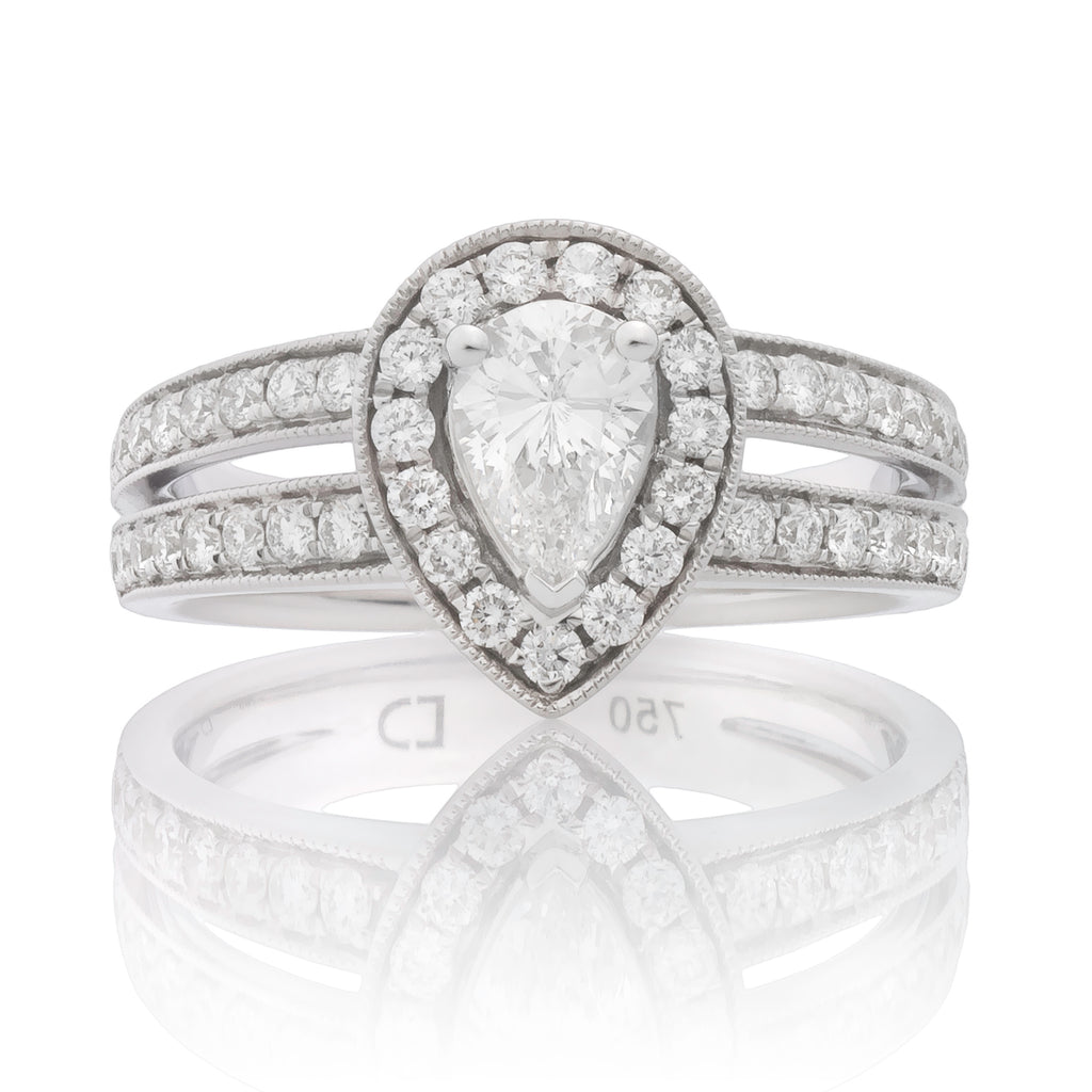 Alexandra Lab Grown Diamond Halo Pear Cut Engagement Ring – Duffs Jewellers