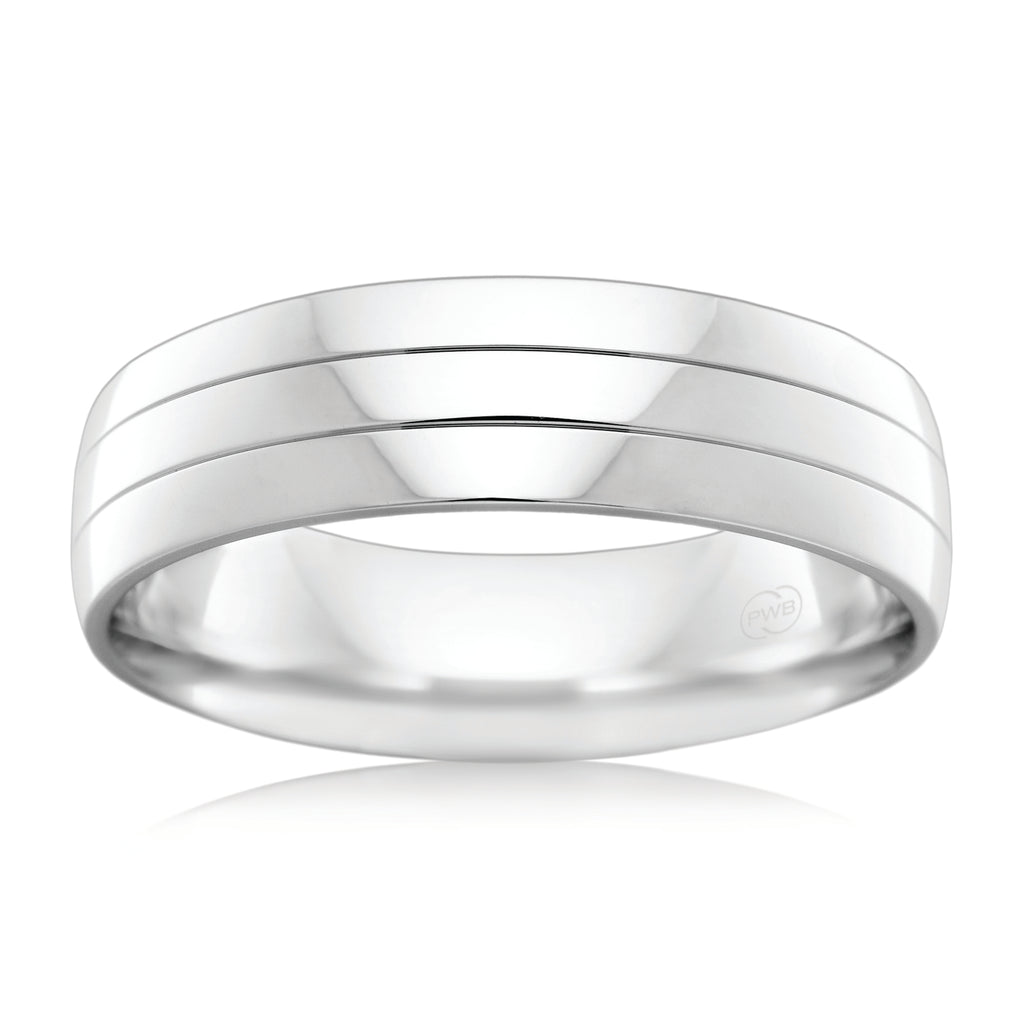 Half Round Wedding Ring with line pattern. – Duffs Jewellers