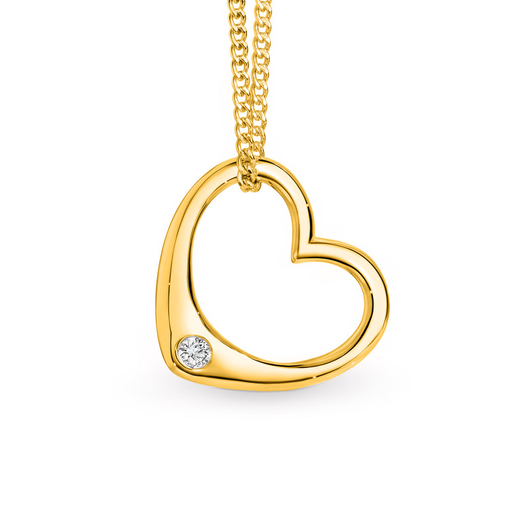 9ct Yellow Gold Open Heart Diamond Pendant – Duffs Jewellers